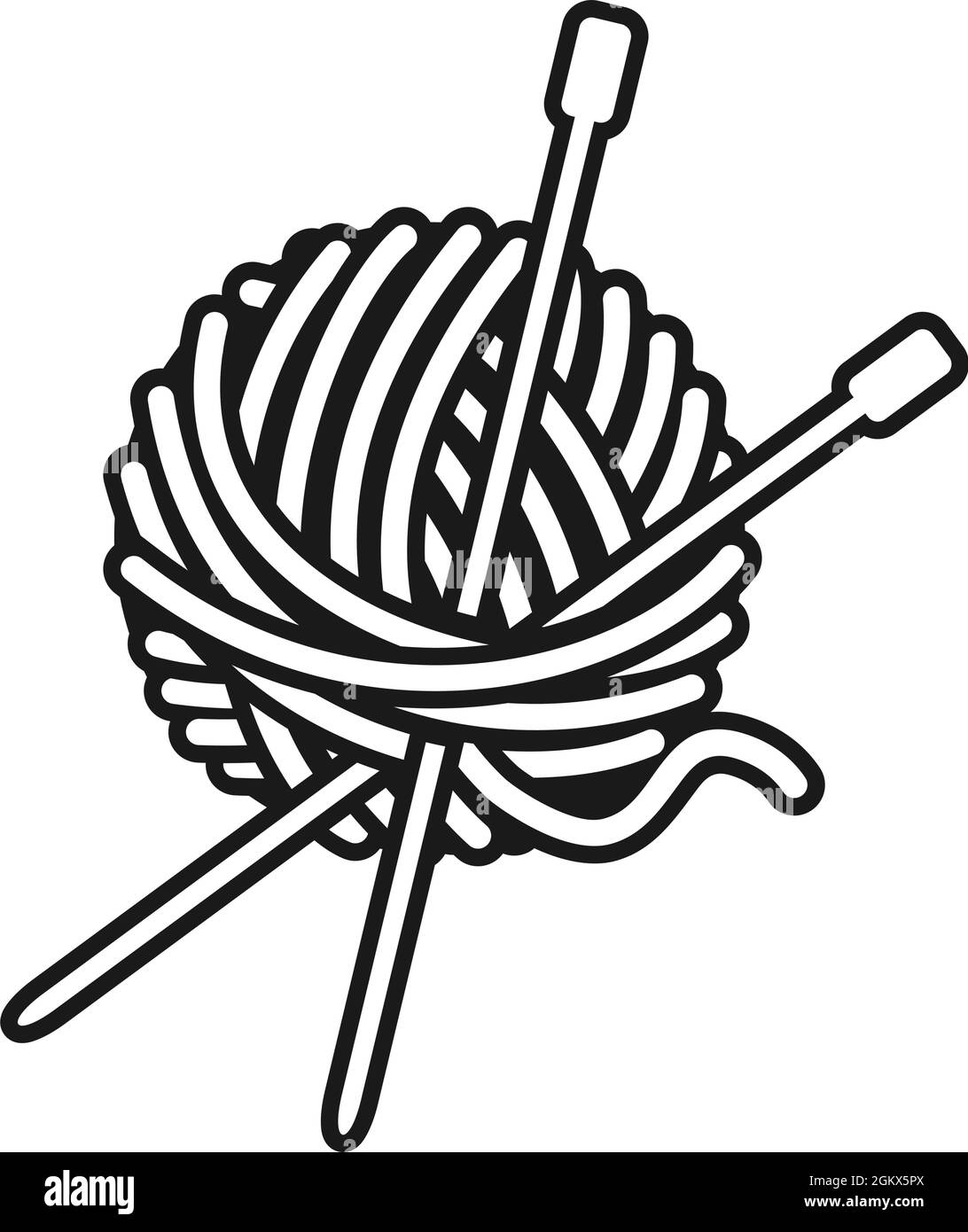 Yarn ball of wool with knitting needles in vector icon Stock Vector ...