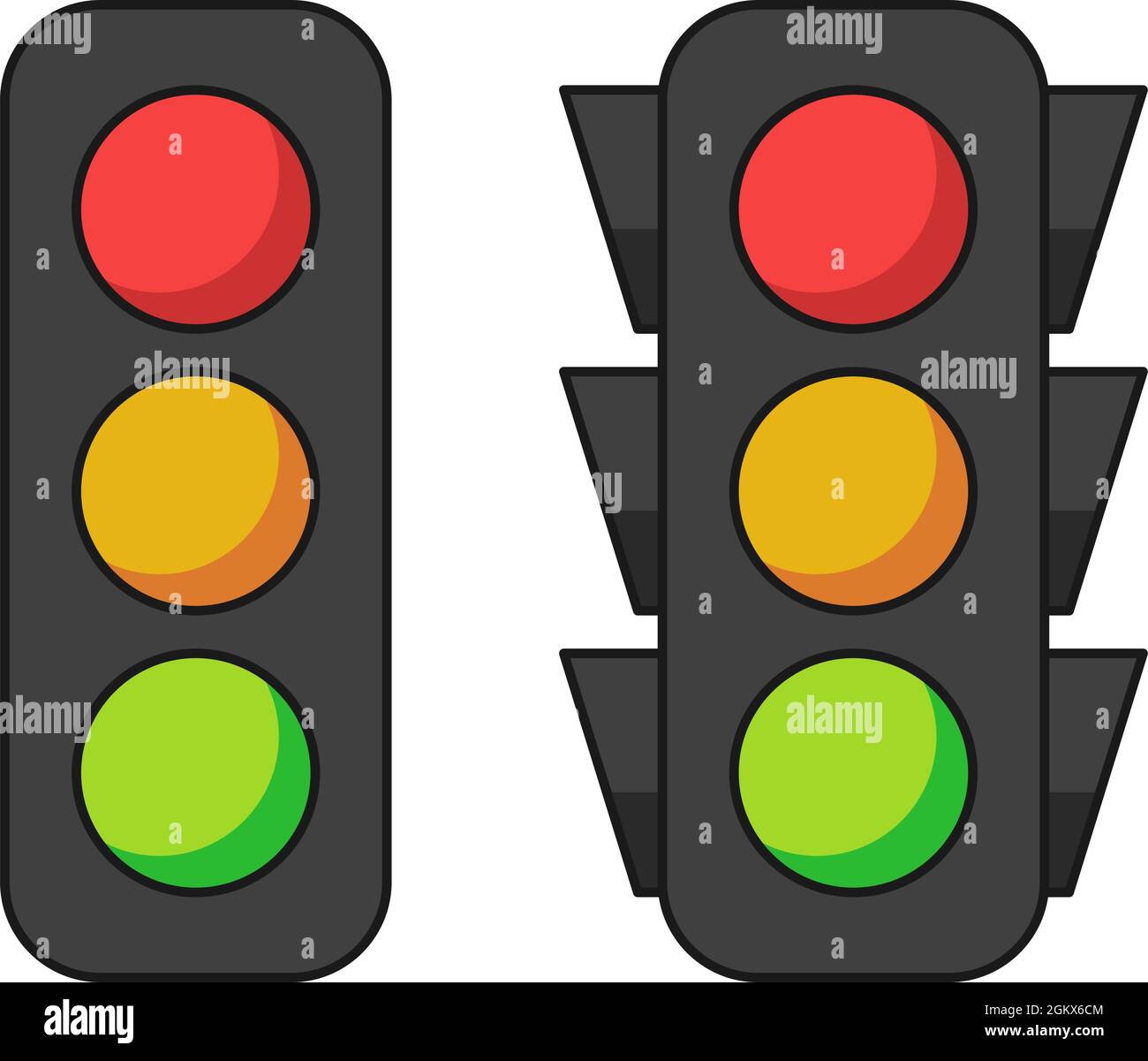 Traffic lights or stoplights with go light and caution light in vector ...