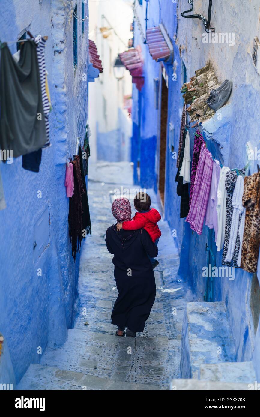 Street scene in the Chefchaouen, Morocco, Africa Stock Photo - Alamy