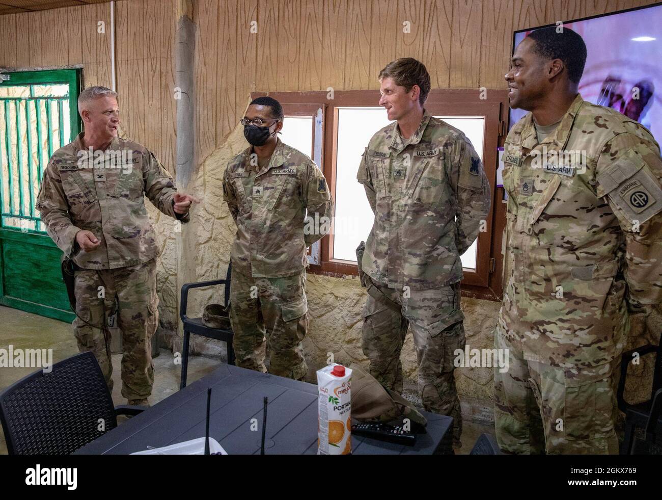 On July 15, 2021 U.S Army Coronel Scott Desormeaux presents coins to ...