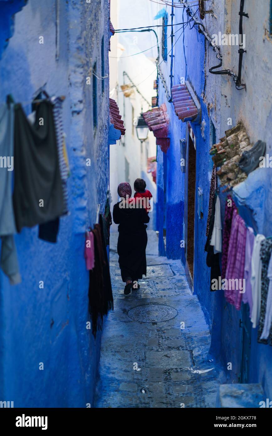 Street scene in the Chefchaouen, Morocco, Africa Stock Photo - Alamy