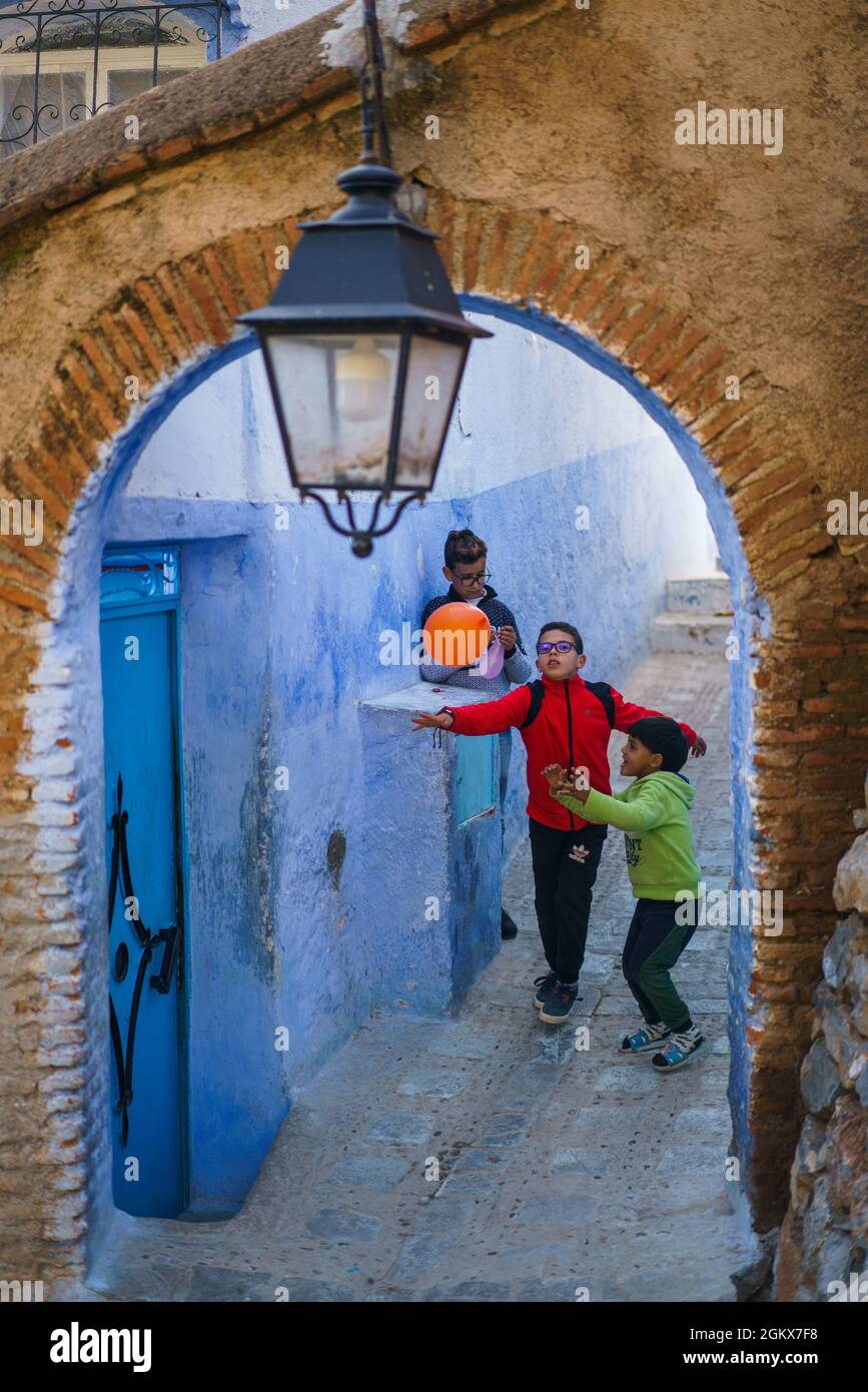 Street scene in the Chefchaouen, Morocco, Africa Stock Photo - Alamy