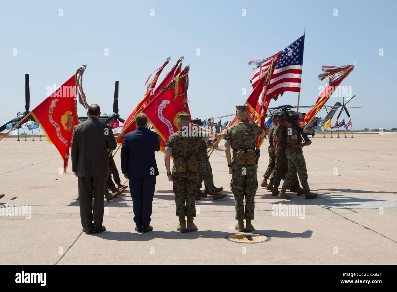 U.S. Marine Col. Eric Garcia, (right) the outgoing commanding officer ...