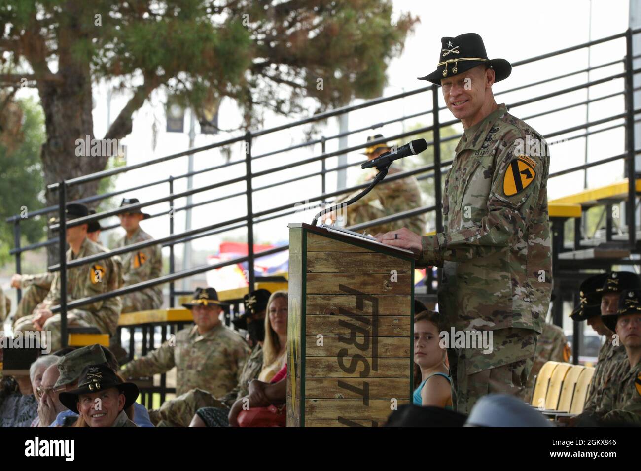 Brig. Gen. Brett Sylvia delivers his last remarks as the 1st Cavalry ...