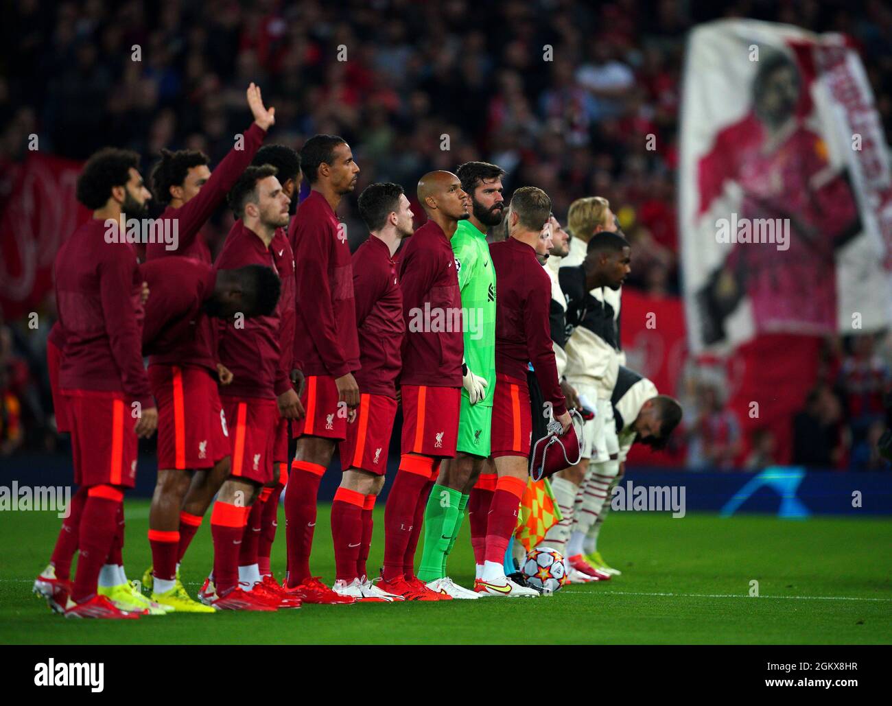Liverpool players line up before the UEFA Champions League, Group B ...