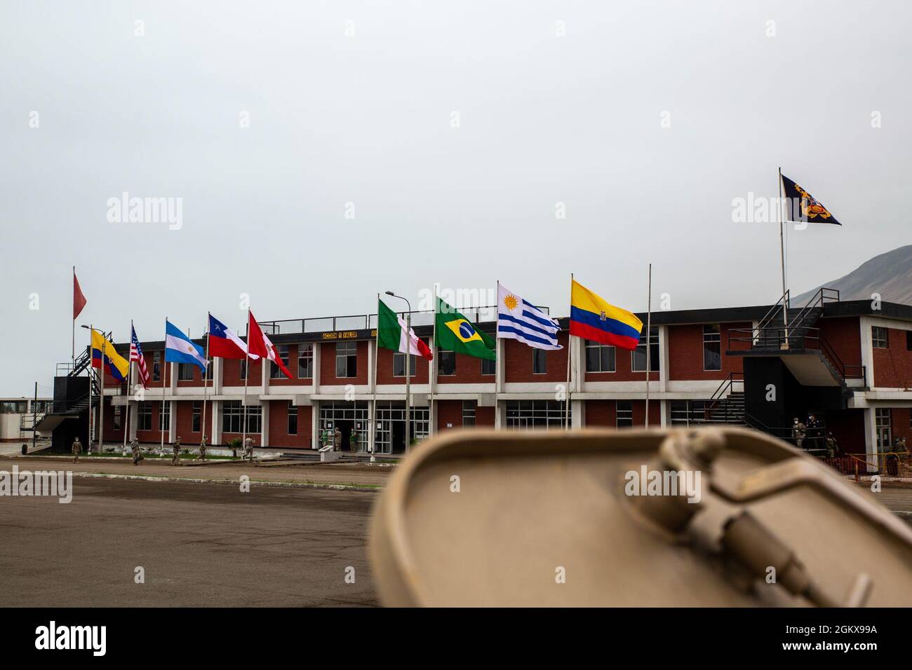 Flags of partner nations fly over the Peruvian Marine Corps base ...