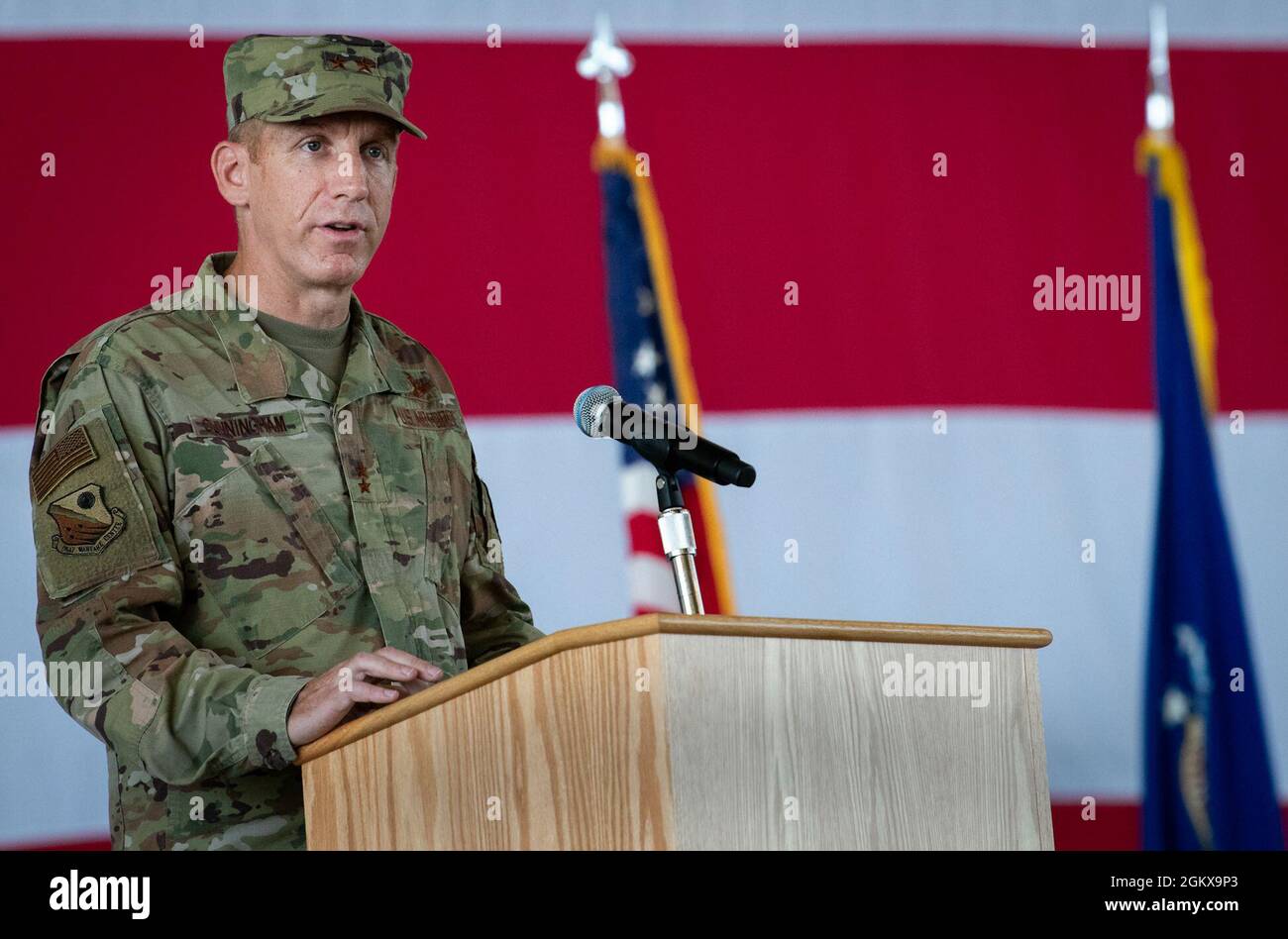 Maj. Gen. Case Cunningham, Air Force Warfare Center commander, speaks ...