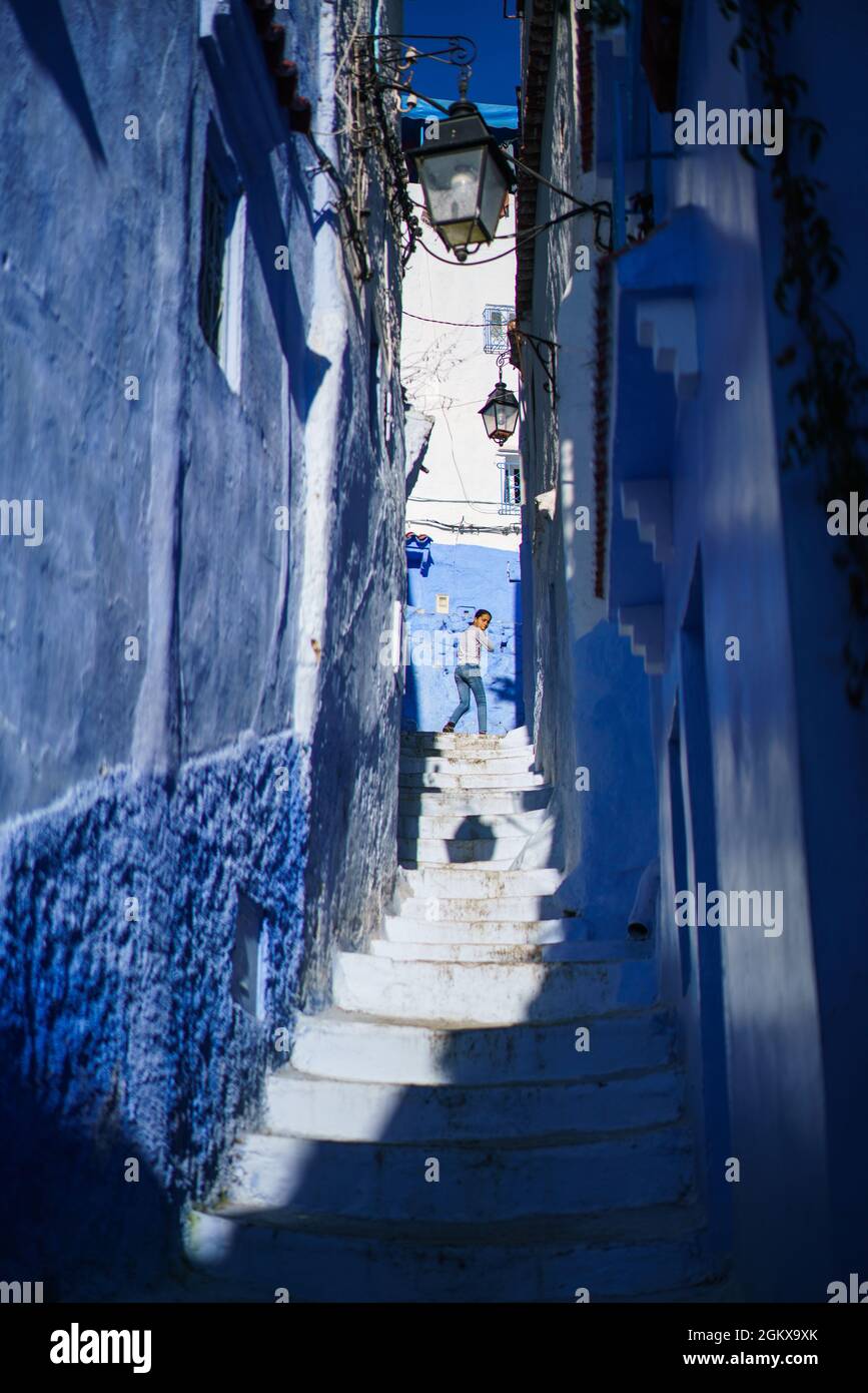 Street scene in the Chefchaouen, Morocco, Africa Stock Photo - Alamy