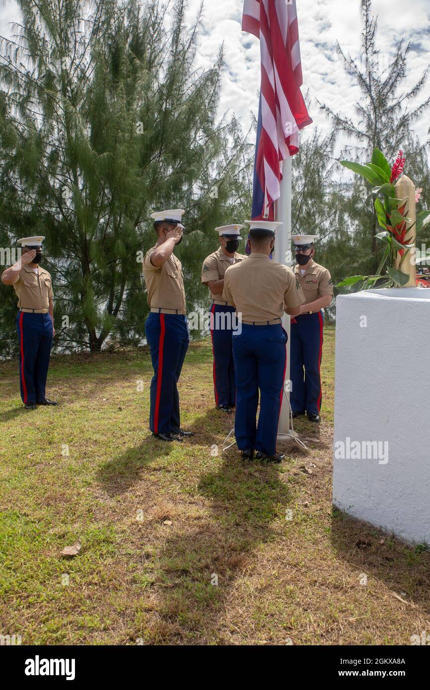 The Marine Corps Base (MCB) Camp Blaz color guard raise the American ...