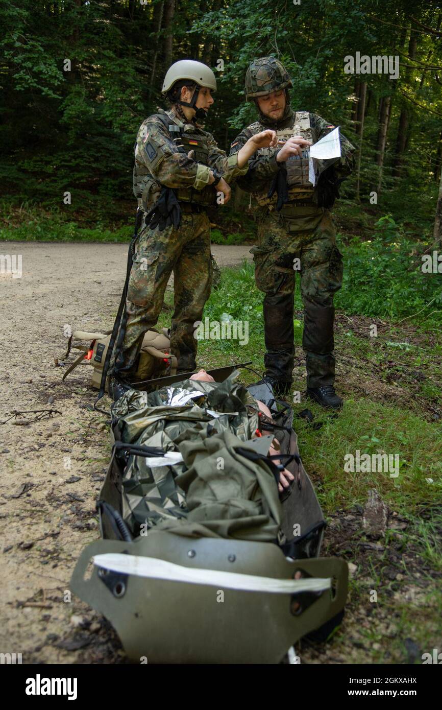 German soldiers discuss which route to take while using a skid to ...
