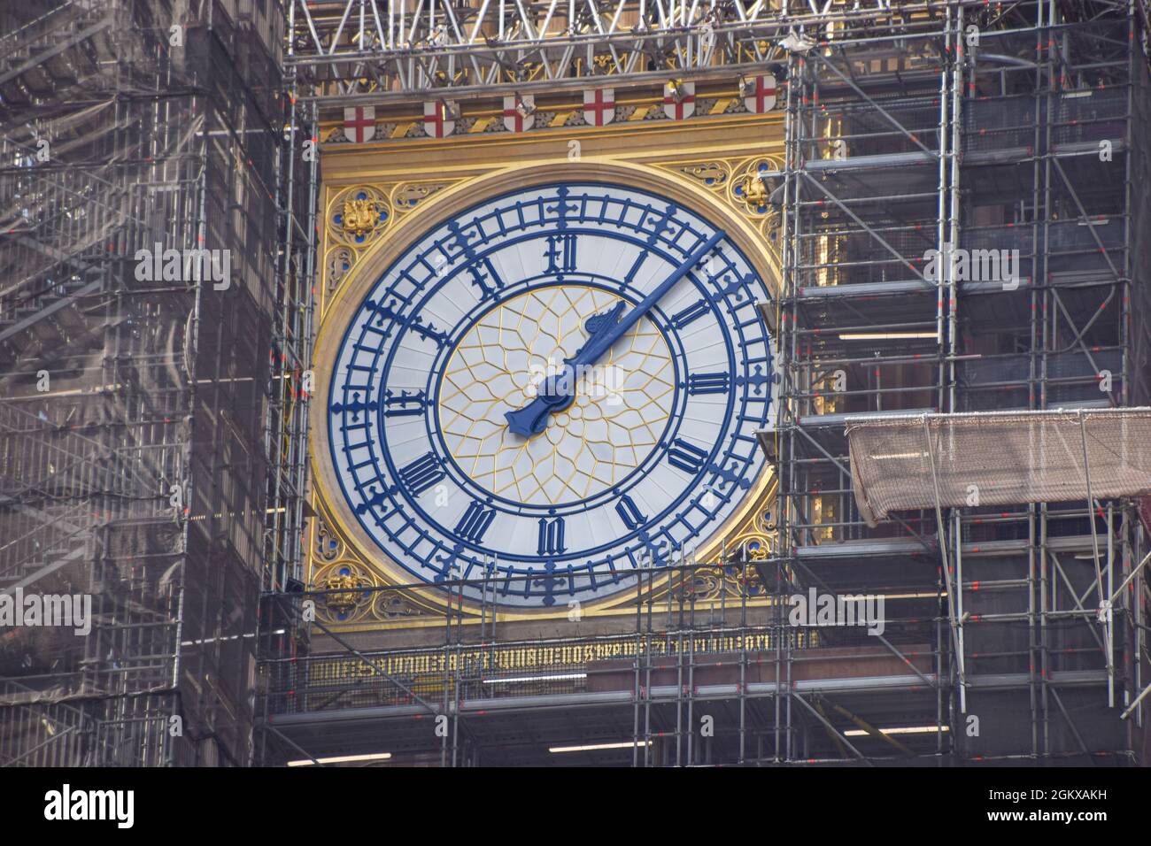 London, UK. 15th Sep, 2021. Big Ben's renovated clock face has been ...