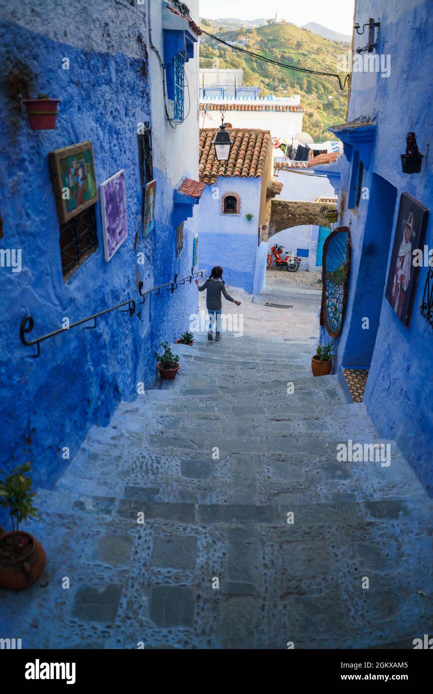 Street scene in the Chefchaouen, Morocco, Africa Stock Photo - Alamy