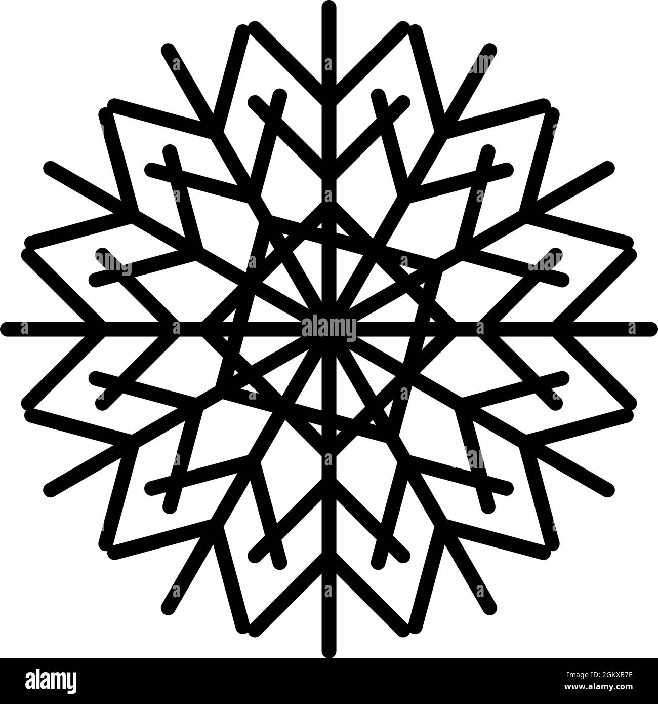 Simple snowflake of black lines. Festive decoration for New Year and ...