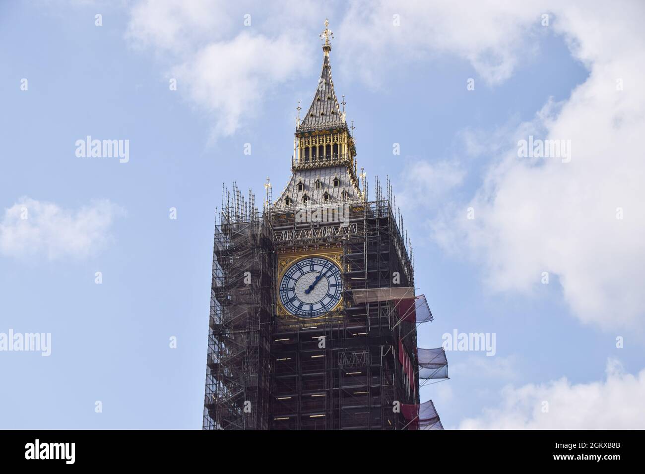 London, UK. 15th Sep, 2021. Big Ben's renovated clock face has been ...
