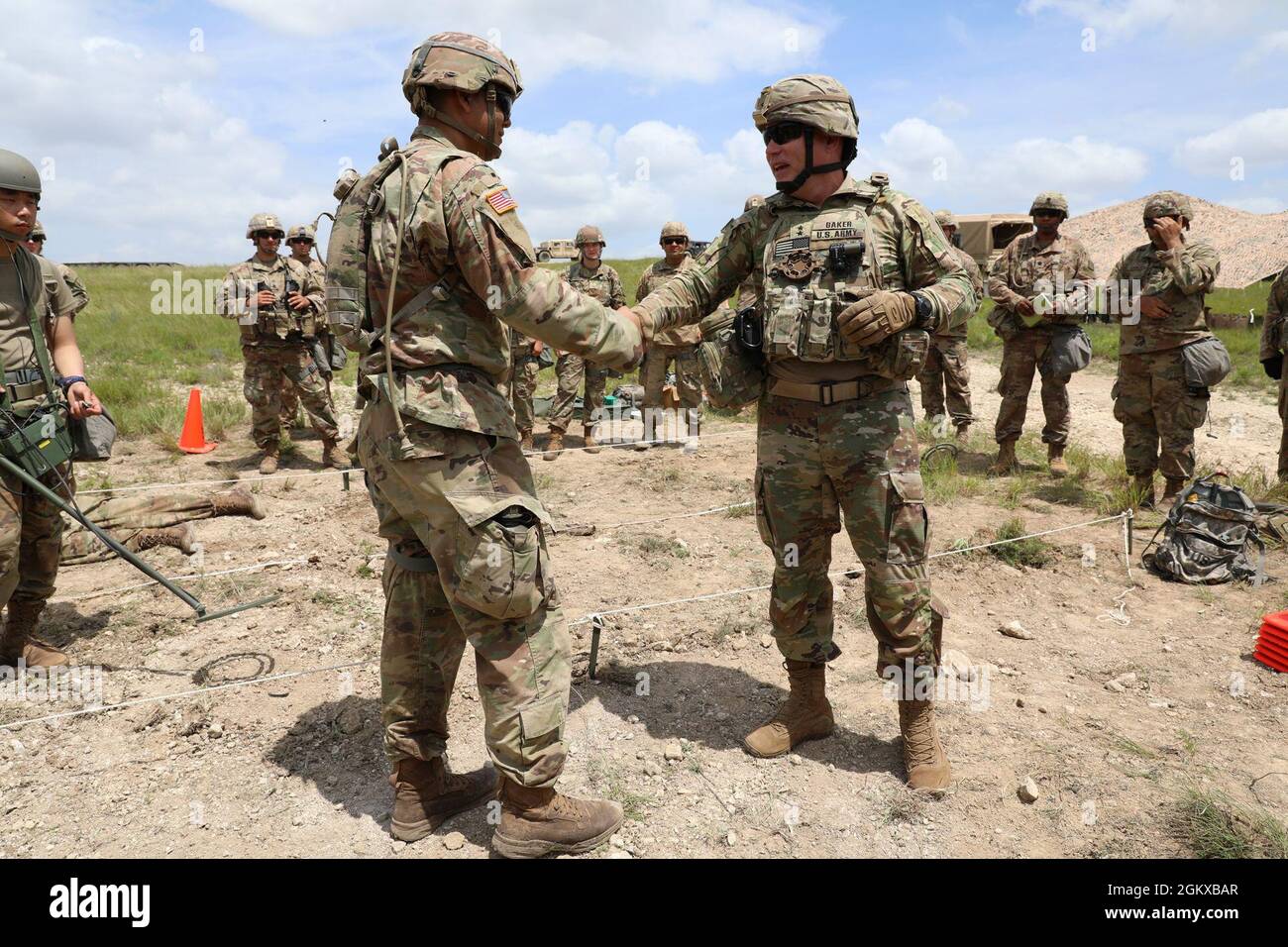 U.S. Army Reserve engineer Spc. Andre Wang with the 364th Area ...