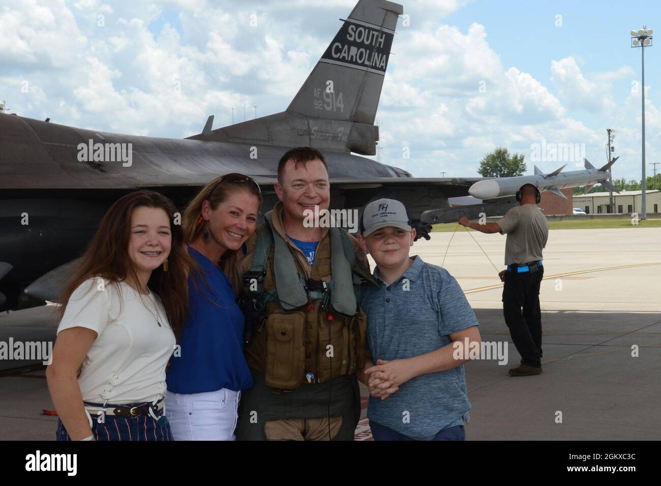 U.S. Air Force Lt. Col. William Broman, greets his family after ...