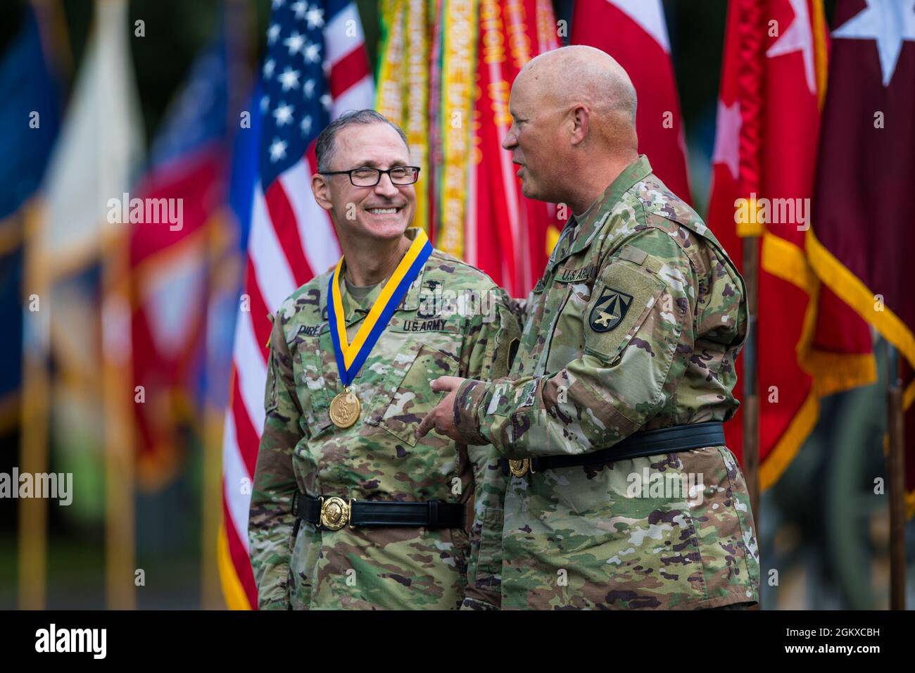 Lt. Gen. James M. Richardson, right, U.S. Army Futures Command deputy ...