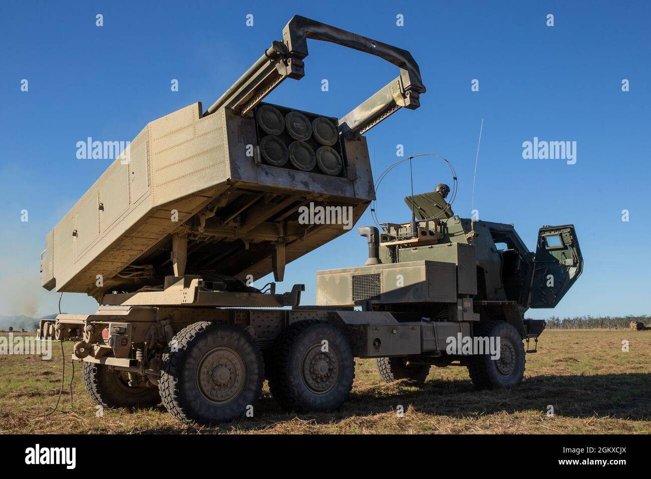 A U.S. Marine Corps High Mobility Rocket System with 3d Battalion, 12th ...