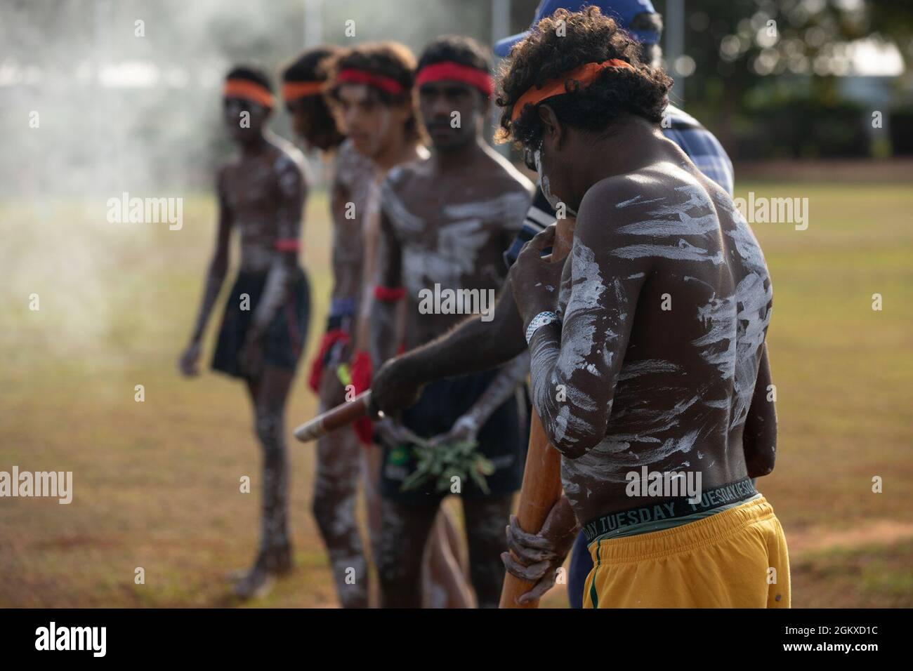Members of the Dagoman Tribe play their traditional musical instruments ...
