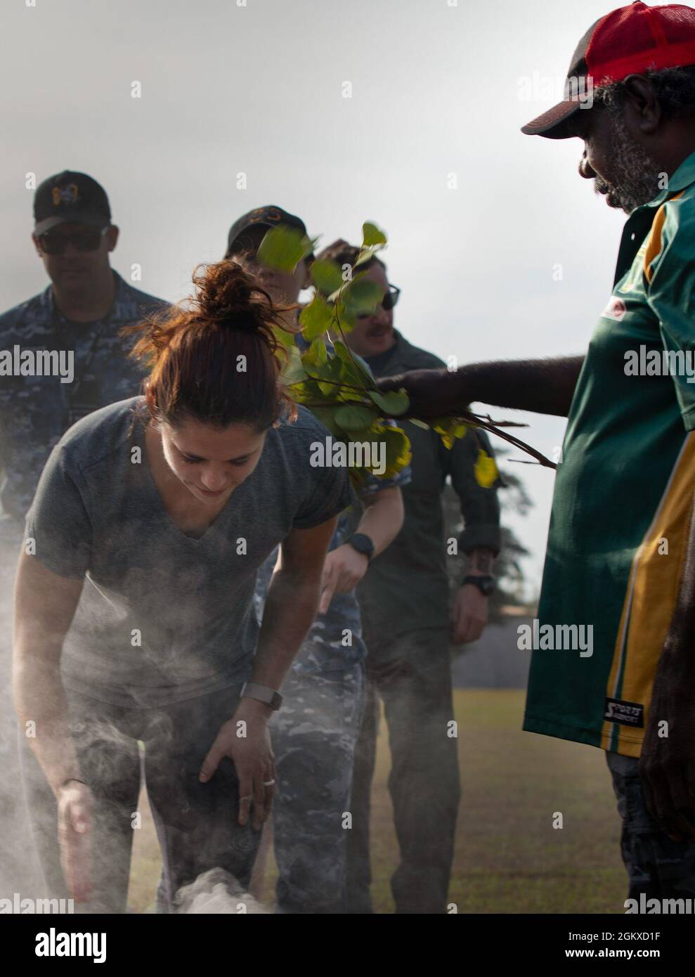 U.S. and Australian military personnel participate in a smoking ...