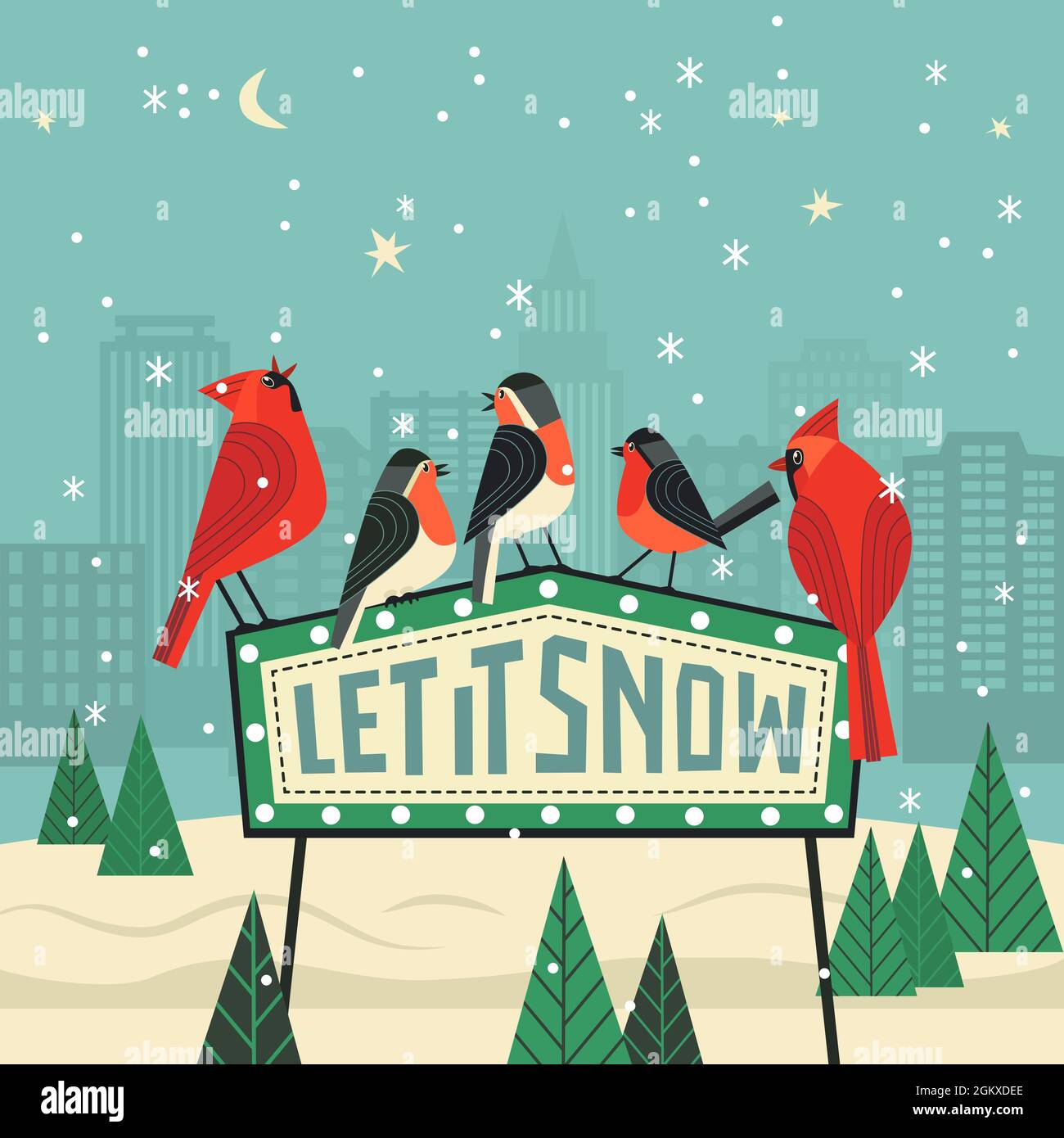 Cute winter backyard birds Stock Vector Image & Art - Alamy