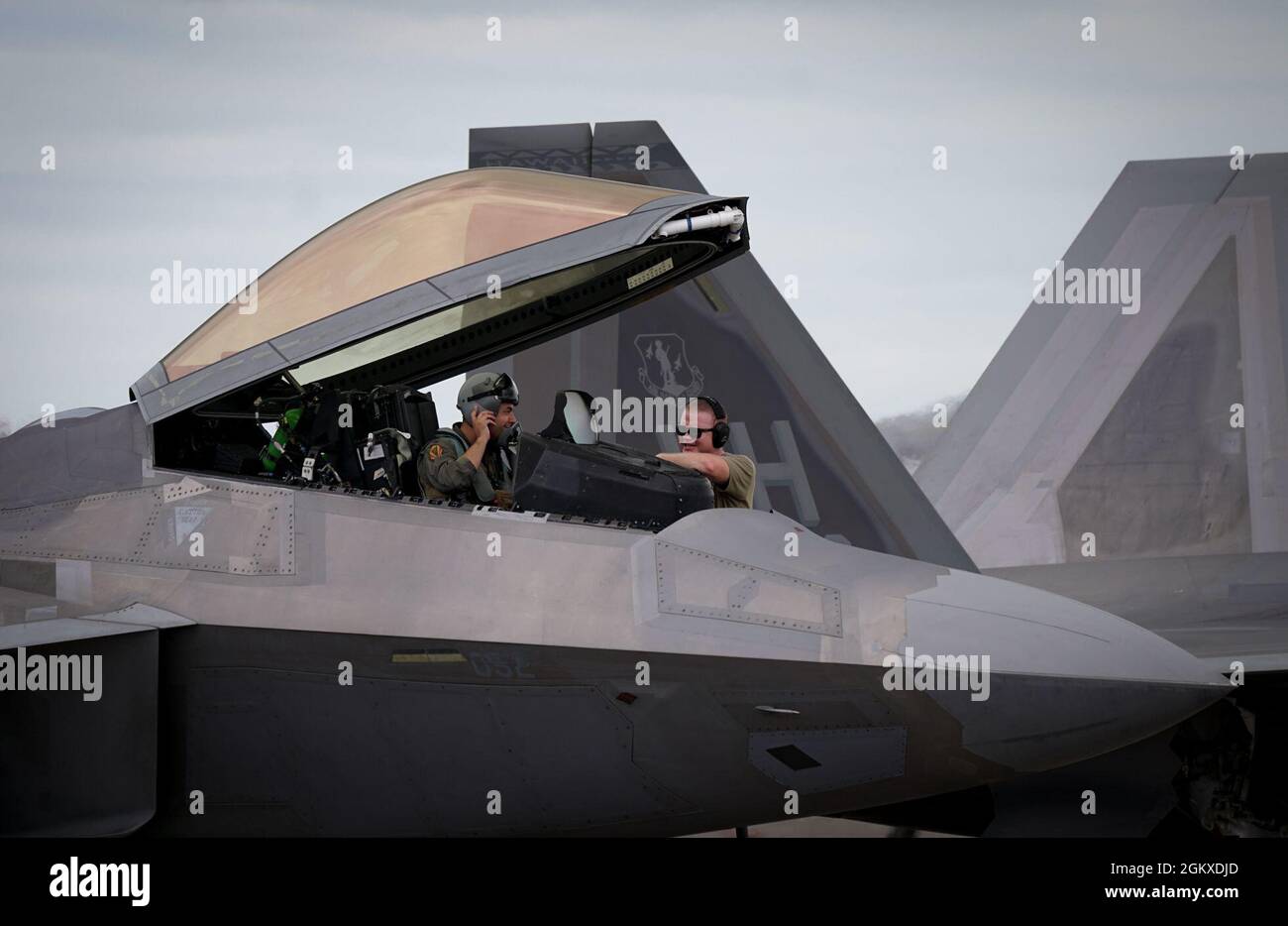U.S. Air Force F-22 Raptors assigned to the 199th Fighter Squadron ...