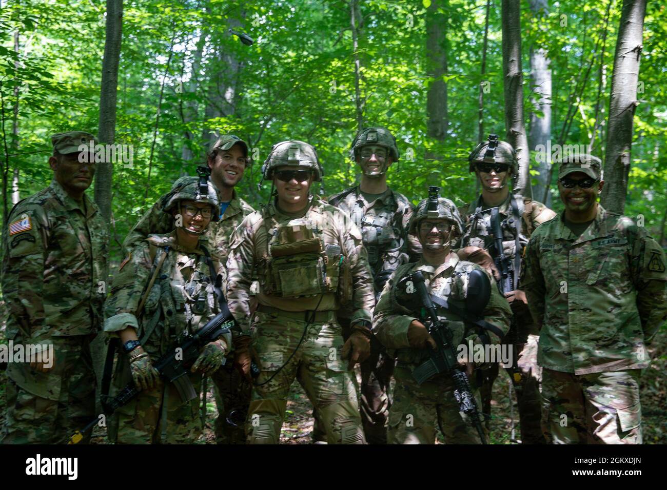 Soldier Borne Sensor (SBS) hovers over cadets during the United States ...