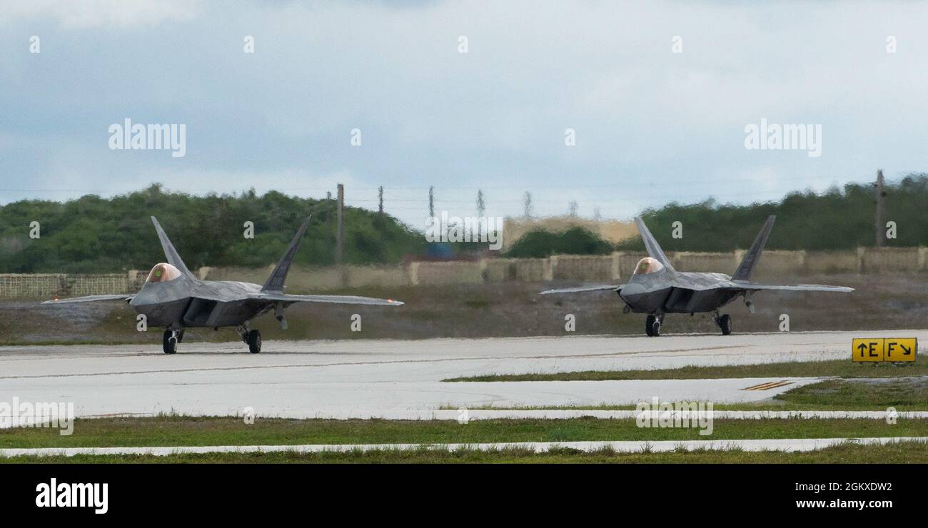 U.S. Air Force F-22 Raptors assigned to the 199th Fighter Squadron ...