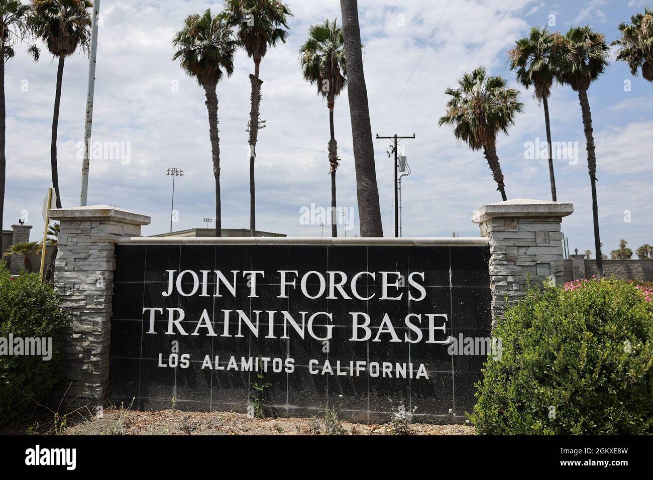 The front gate signage for Joint Forces Training Base, Los Alamitos ...