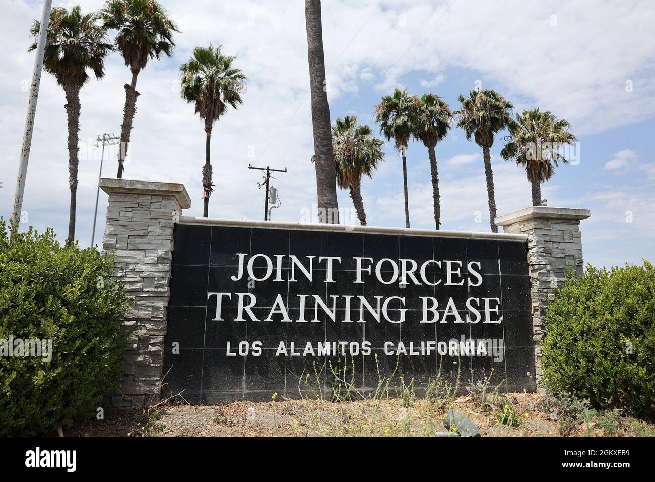 The front gate signage for Joint Forces Training Base, Los Alamitos ...