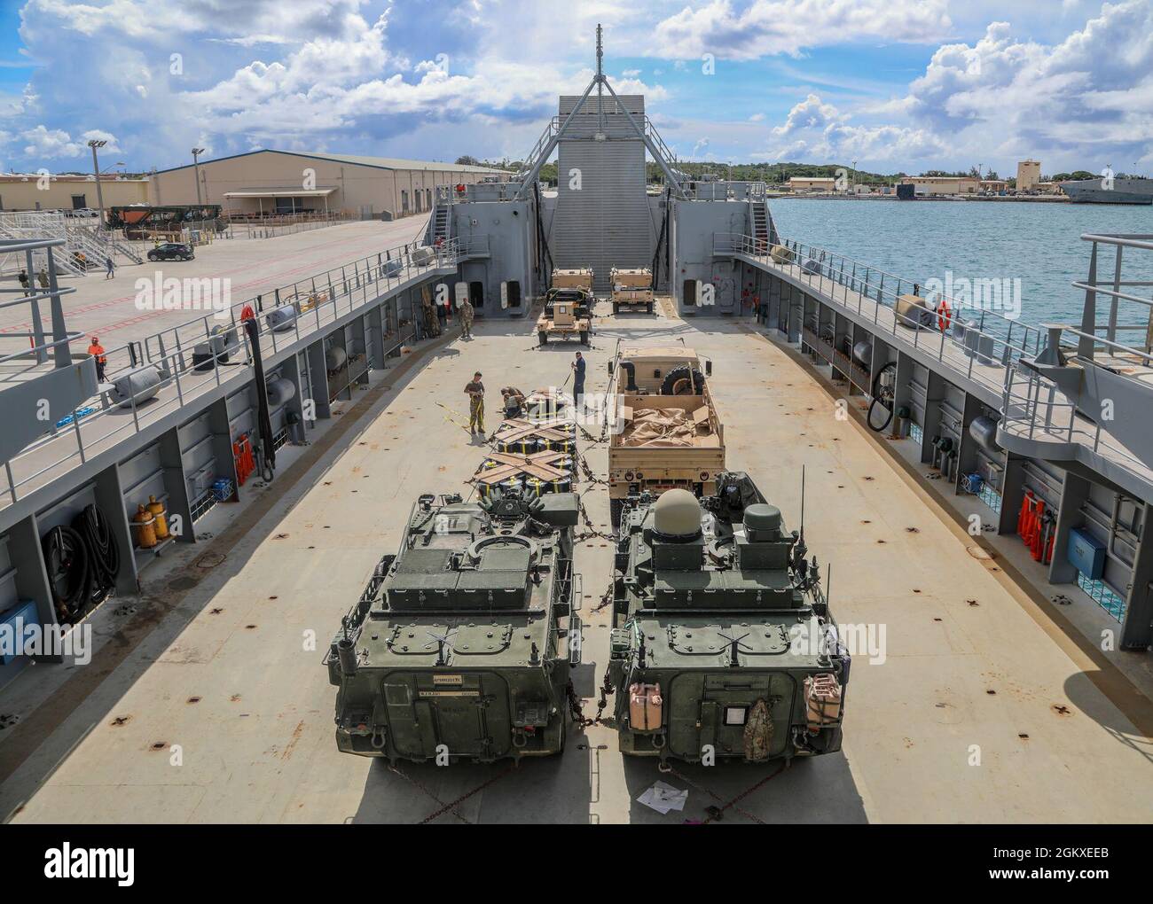 The crew of U.S. Army Vessel Lt. General William B. Bunker (LSV-4), 8th ...