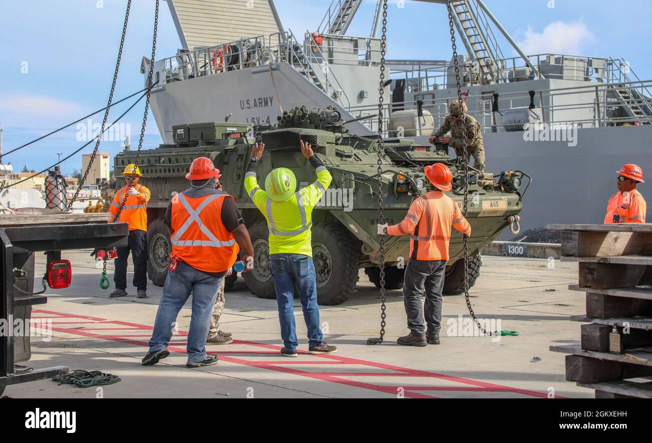 The crew of U.S. Army Vessel Lt. General William B. Bunker (LSV-4), 8th ...