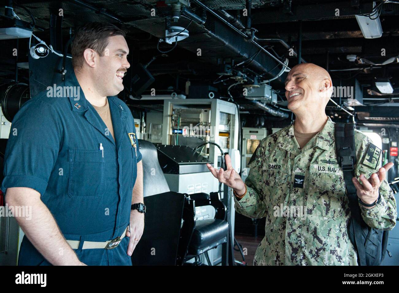 210718-N-XB010-1042 CORAL SEA (July 18, 2021) Capt. Greg Baker, Commodore, Amphibious Squadron ...