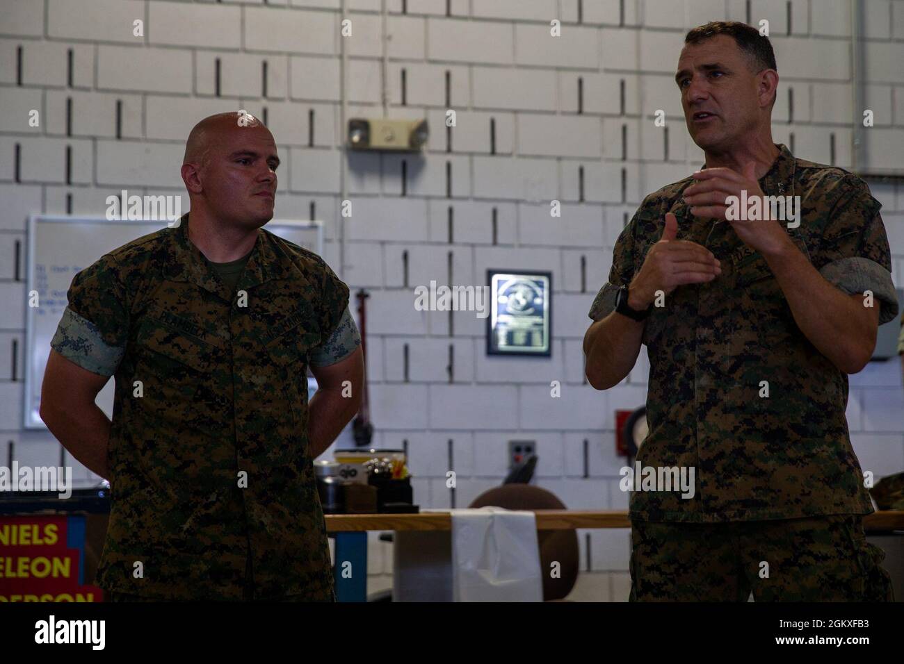 U.S. Marine Corps Maj. Gen. Francis Donovan, right, commanding general ...