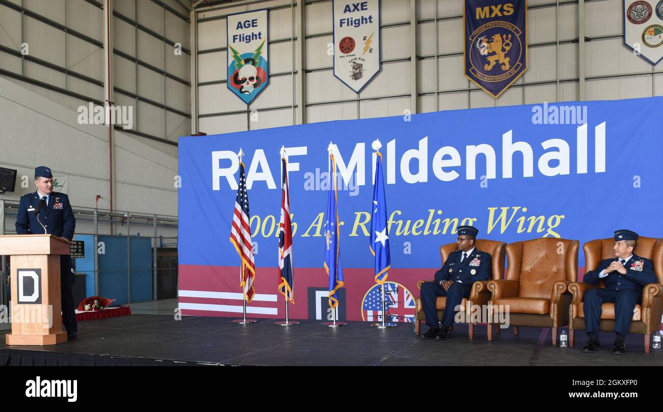 U.S. Air Force Col. Gene Jacobus, left, 100th Air Refueling Wing ...