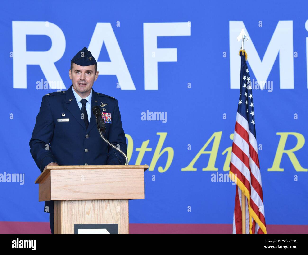 U.S. Air Force Col. Gene Jacobus, 100th Air Refueling Wing commander ...