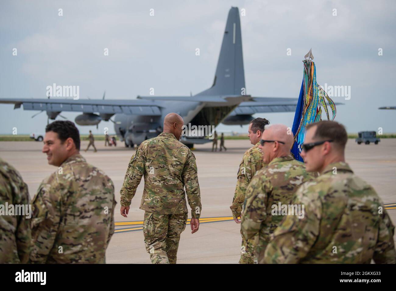 Leaders with the 27th Special Operations Wing approach the flightline ...