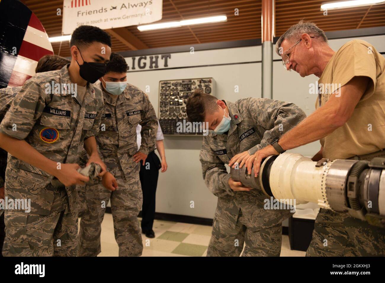 Civil Air Patrol cadets inspect a KC-10 Extender boom display July 19 ...