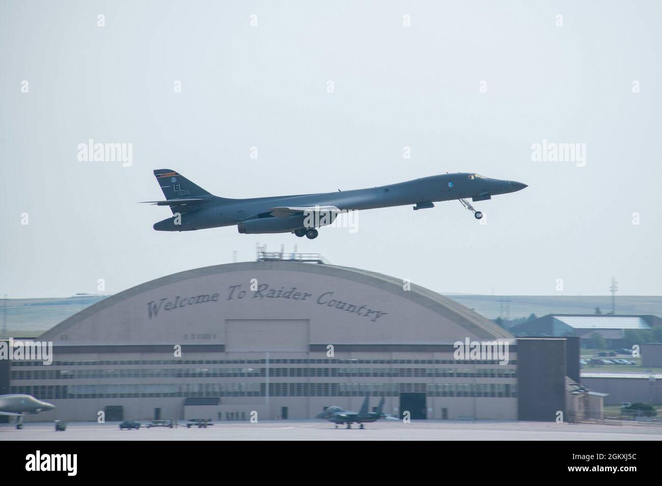 A 34th Bomb Squadron B-1B Lancer gains altitude at Ellsworth Air Force ...