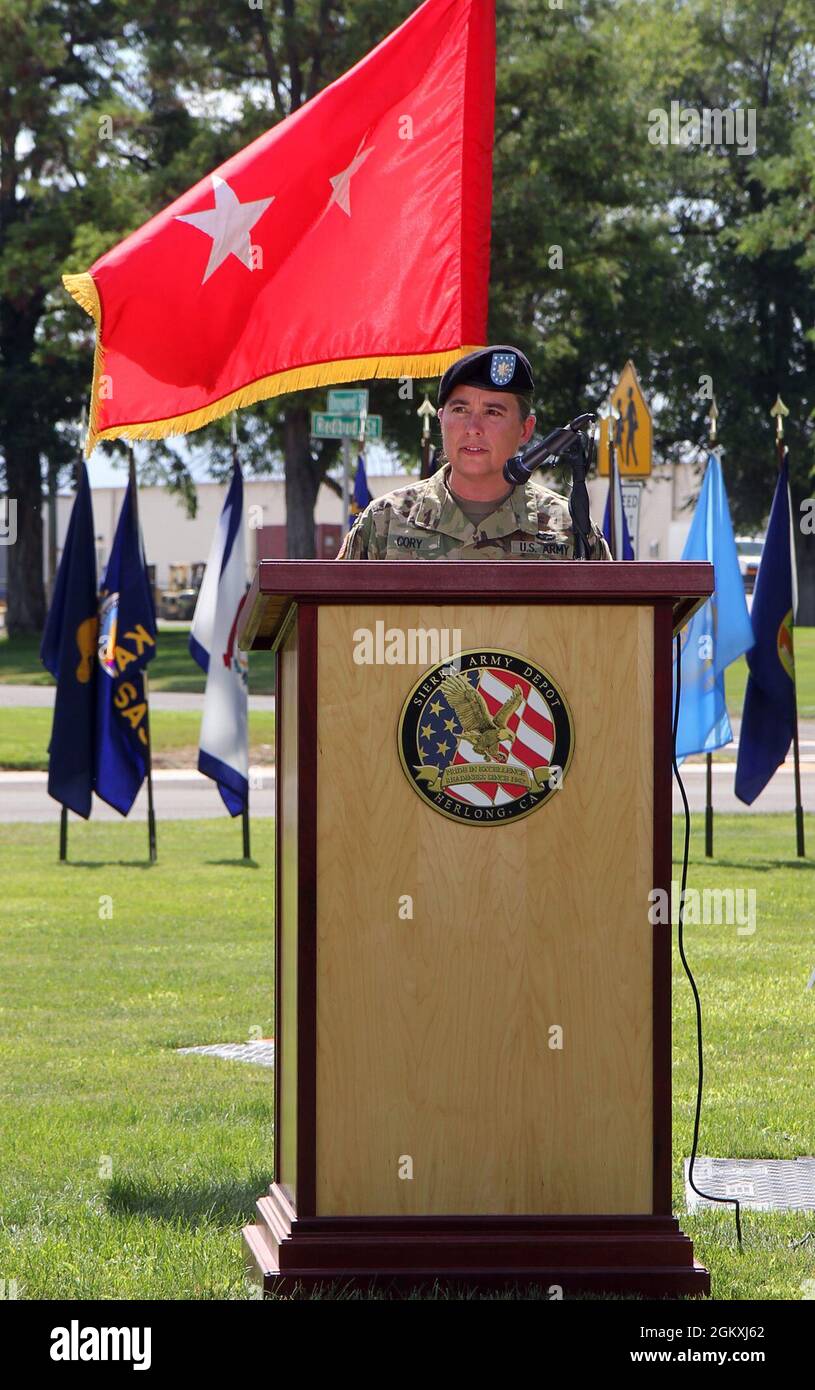 Lt. Col. Amy Cory, Sierra Army Depot commander, addresses attendees of ...