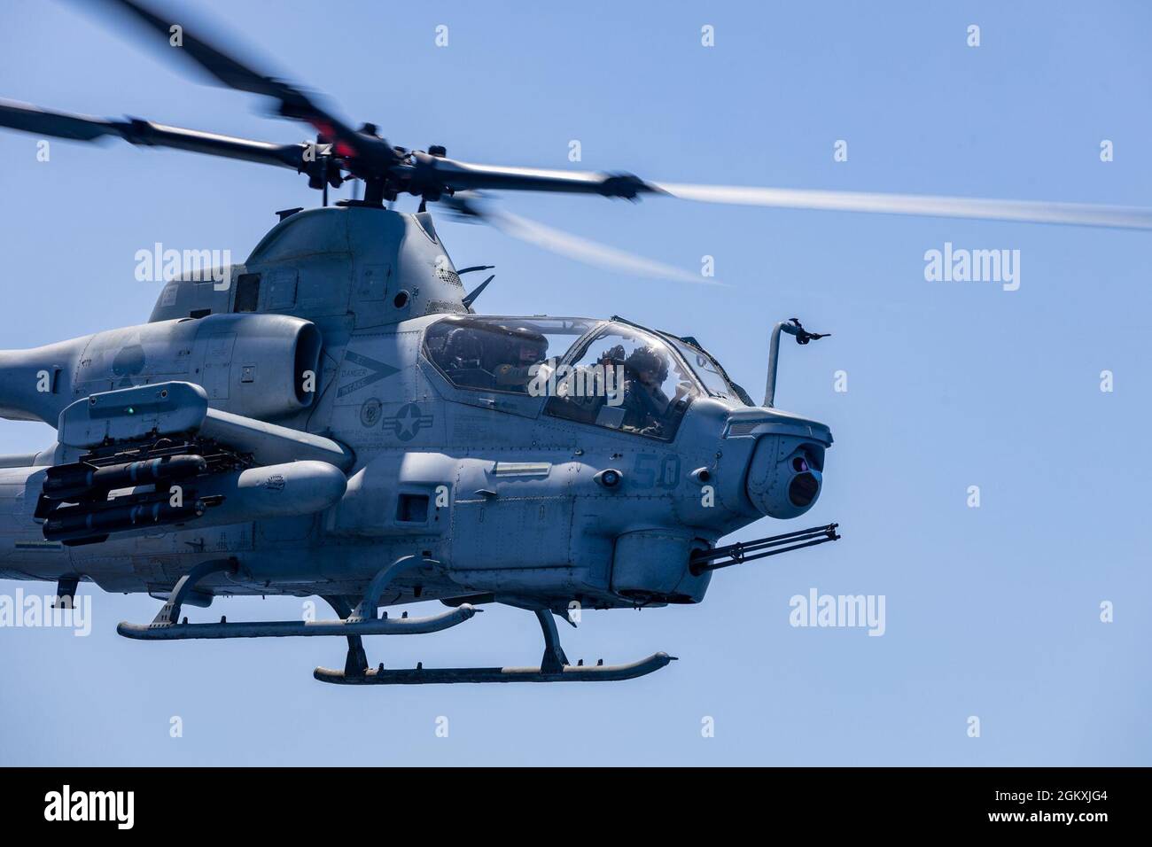 A U.S. Marine Corps AH-1Z Viper attack helicopter with Marine Light ...