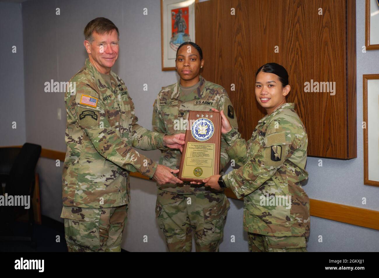 U.S. Army Sgt. Angelu Legaspi and Spc. Cierra Ellis, assigned to 55th ...