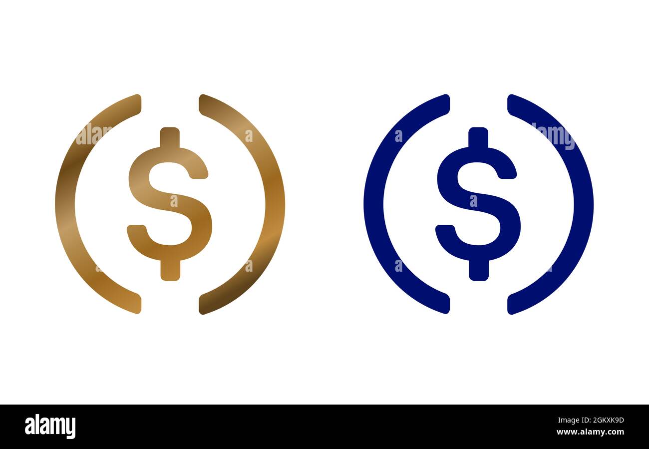 USDC USD Coin cryptocurrency symbol on white background isolated logo. Abstract concept 3d ...