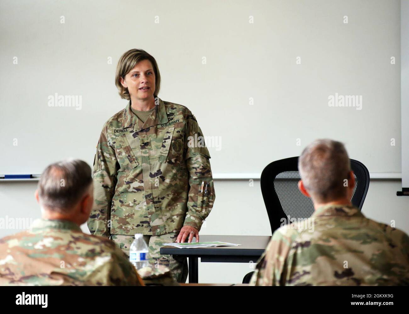 Col. Kristin Derda, Operations Officer, Joint Force Headquarters, gives ...