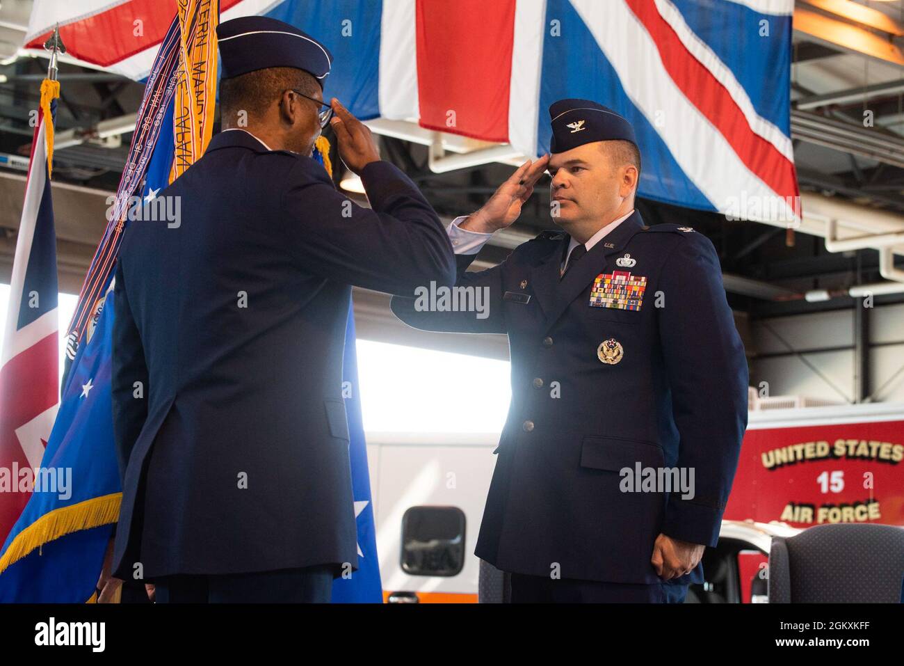 U.S. Air Force Col. Brian Filler, right, 501st Combat Support Wing ...