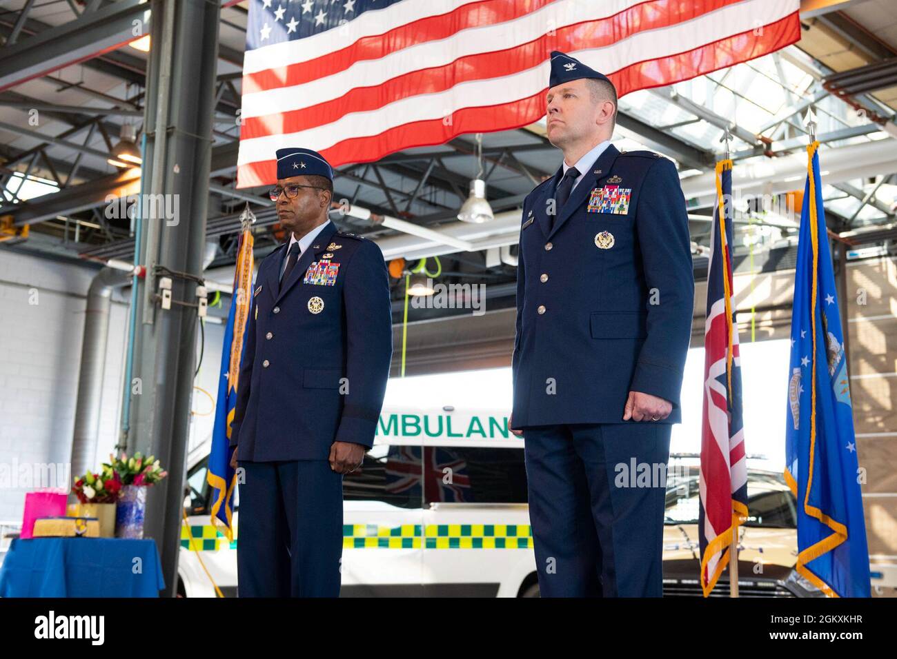 U.S. Air Force Maj. Gen. Randal Reed, left, Third Air Force commander ...