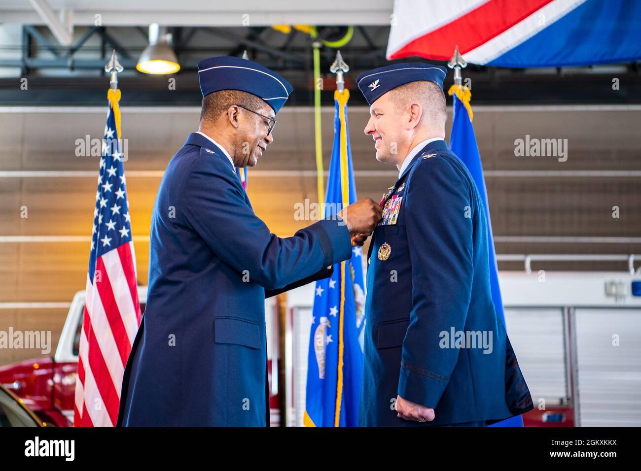 U.S. Air Force Maj. Gen. Randal Reed,left, Third Air Force commander ...