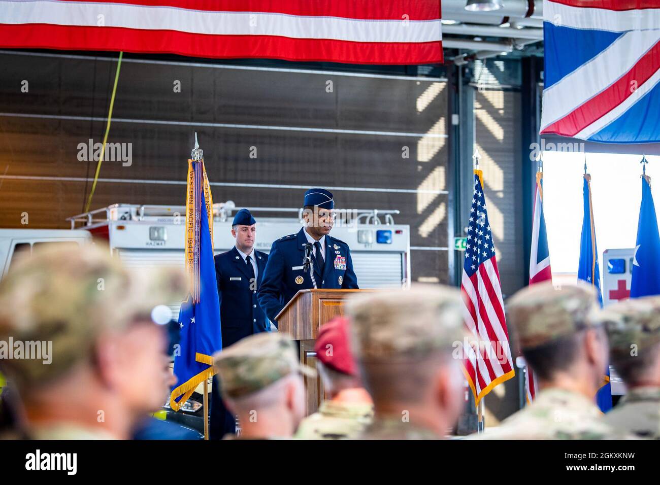 U.S. Air Force Maj. Gen. Randall Reed, left, Third Air Force commander ...