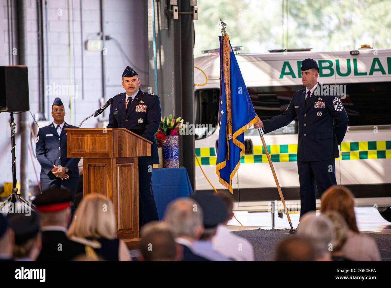 U.S. Air Force Col. Brian Filler, center, 501st Combat Support Wing ...