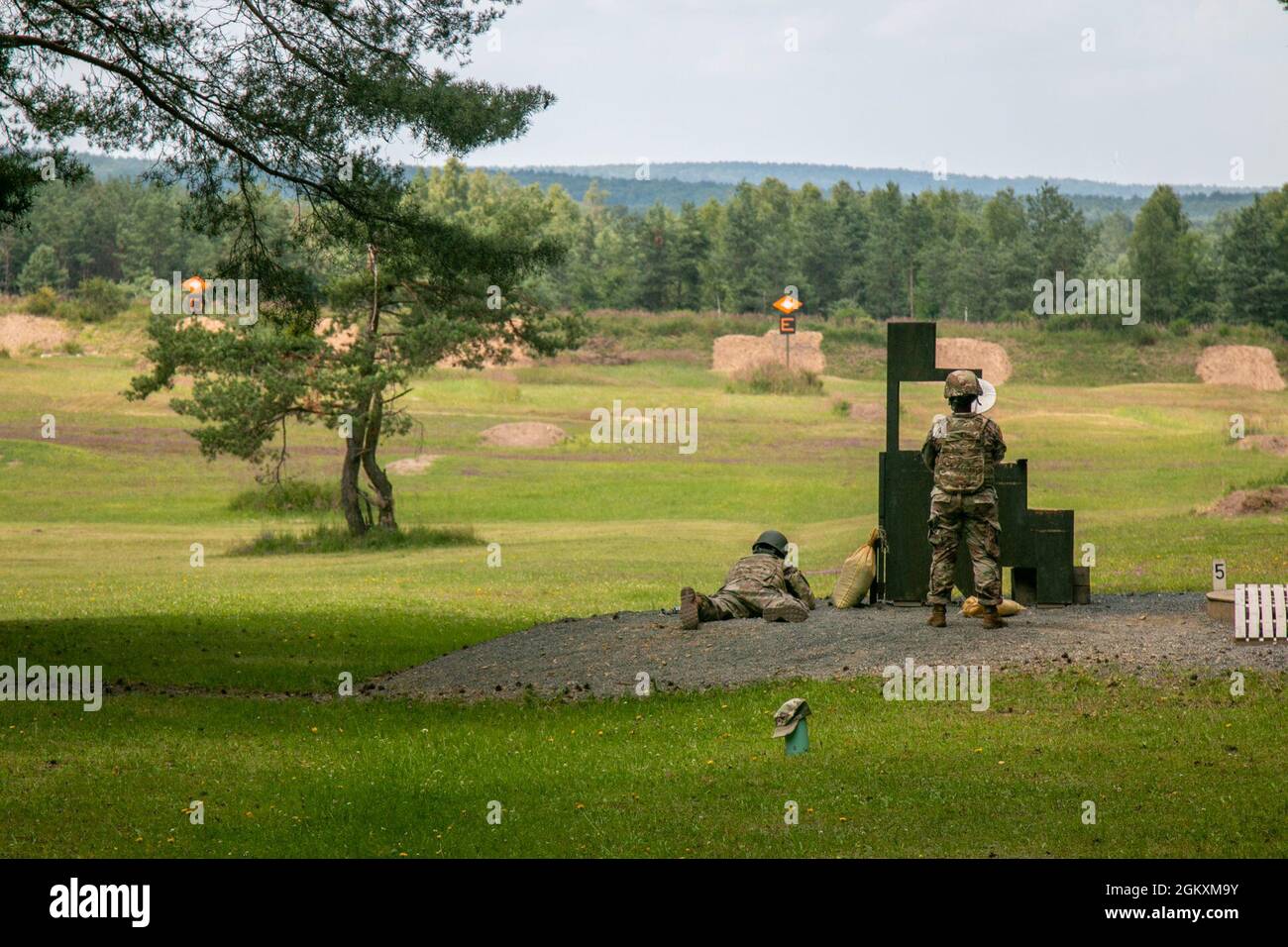 7th Army Training Command Soldiers fire M-4 rifles during their ...